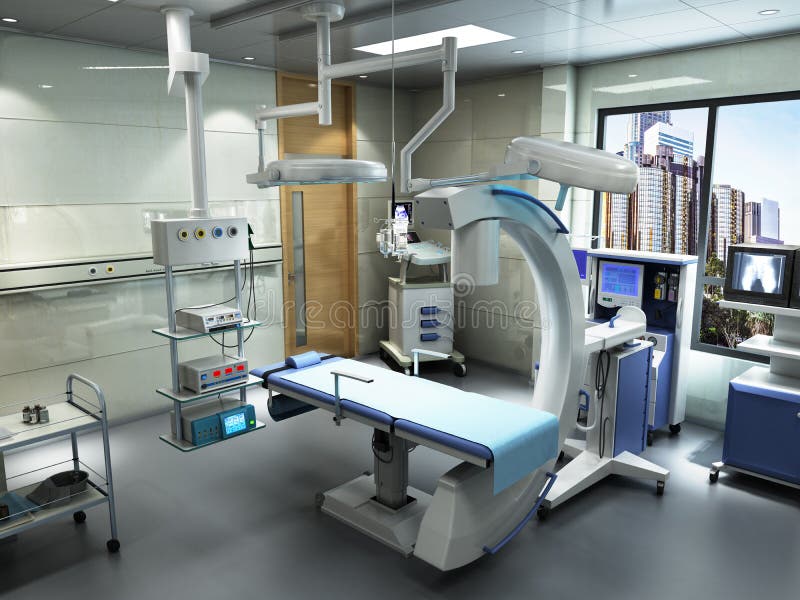 Equipment and Medical Devices in Modern Operating Room 3d Render Stock ...