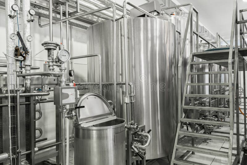 Equipment at the Milk Factory Stock Photo - Image of factory, metal ...