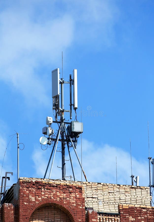Equipment of Mobile Communication Stock Photo - Image of radio, pylon ...