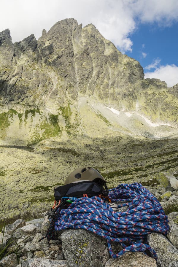 Equipment Mountaineer in the Valley Stock Photo - Image of mountain ...