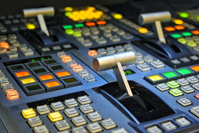 Equipment in Outside Broadcasting Van. Stock Image - Image of live ...