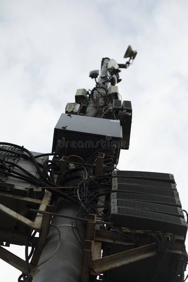 Equipment on the Pole. Wire Network Stock Image - Image of technology ...