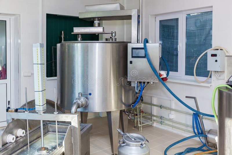 Equipment in the Cheese Dairy Stock Photo - Image of industrial, milk ...