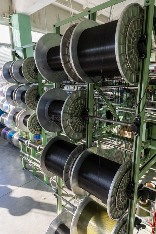 Equipment for Production of Textile Tapes. Textile Factory. Stock Photo ...