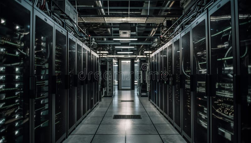 Equipment in Rows Inside Warehouse for it Support Generated by AI Stock ...