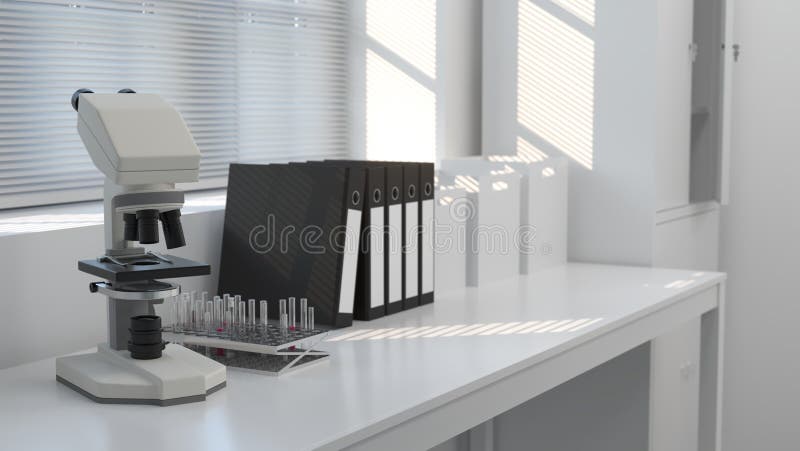 3D Illustration Microscope in Laboratory Development Research Clean ...