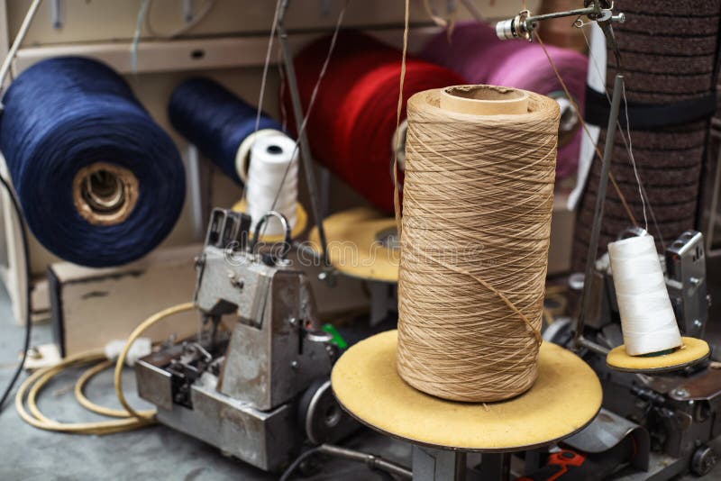 Equipment for Sewing Rugs with Skeins of Thread in the Foreground ...