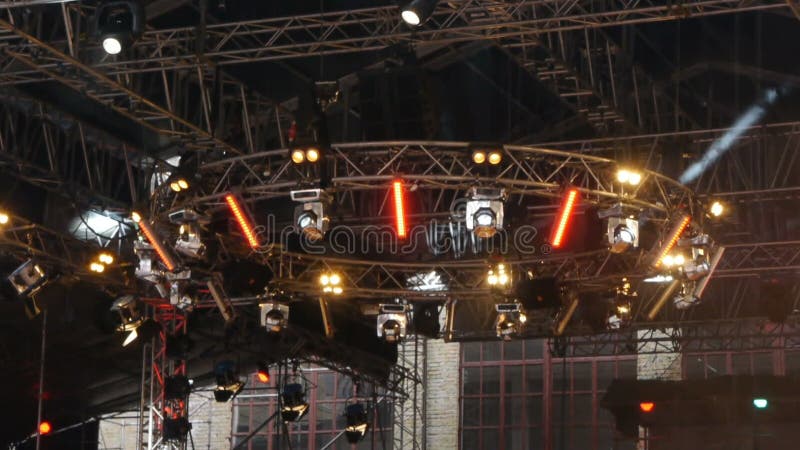Equipment for Stage Lighting. Stage Lighting Effect in the Dark Stock ...