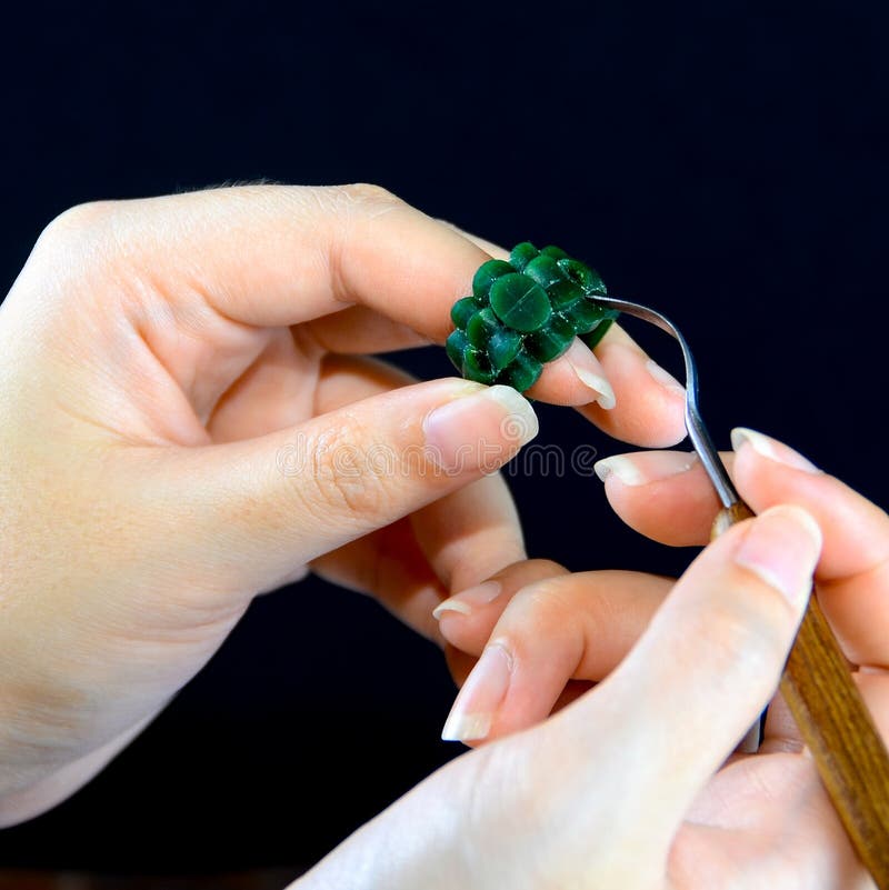 A Technician is Working on a Prototype Ring Jewelry Wax Concept. Stock ...