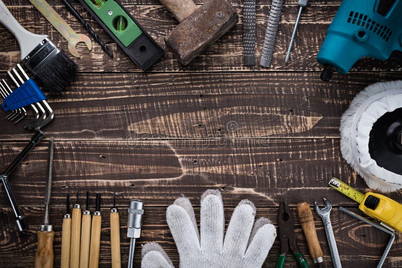 Equipment Tool on Table Top View Stock Photo - Image of hardware ...
