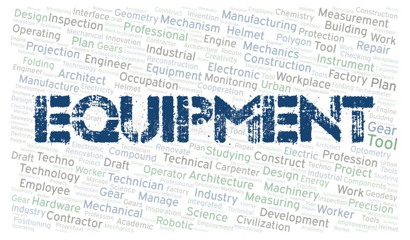 Equipment Typography Word Cloud Create with the Text only Stock ...