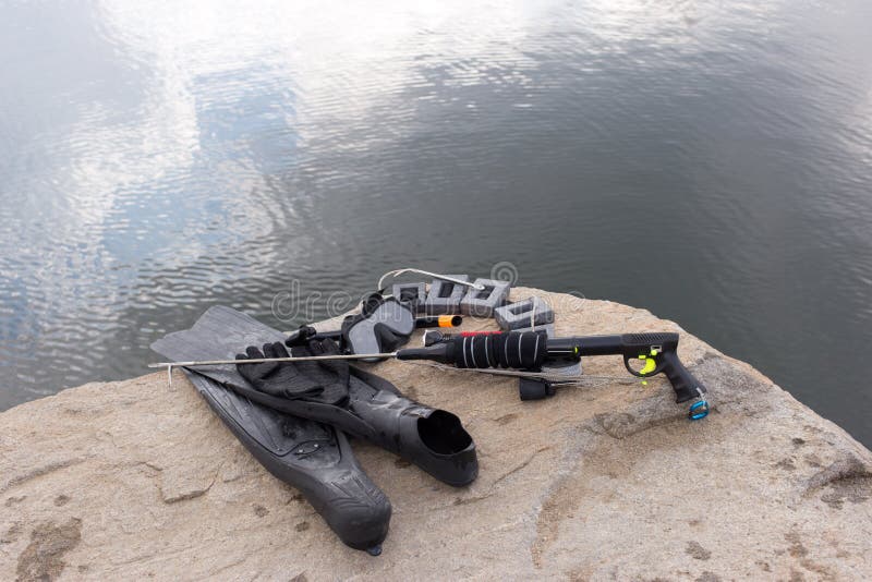 Equipment for Underwater Hunting. Stock Image - Image of deep, spear ...