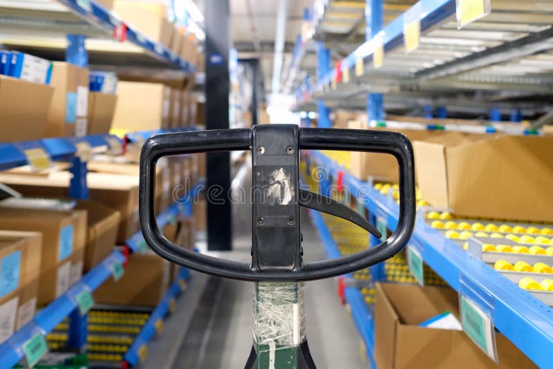 Equipment in a Warehouse with Stacked Boxes Stock Image - Image of work ...