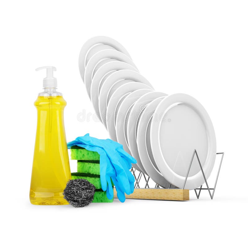 Equipment for Washing Dishes on a White Background Stock Image - Image ...