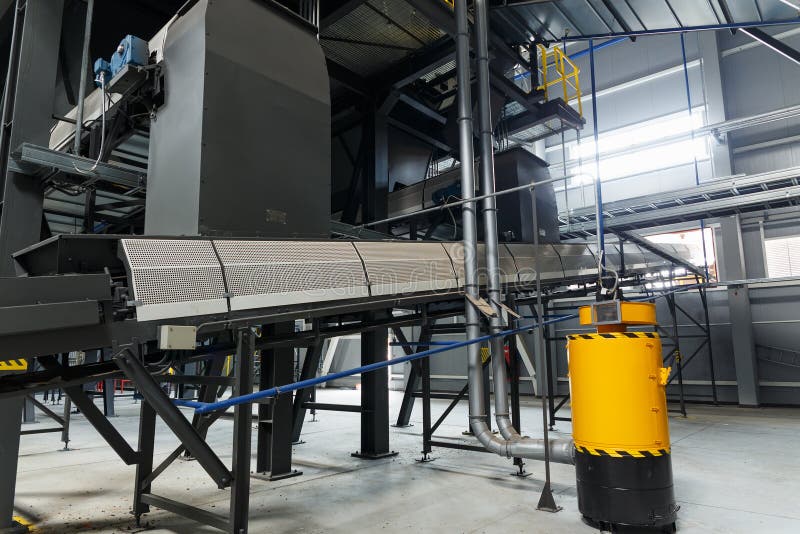 Equipment of the Waste Sorting Plant Stock Photo - Image of blue, metal ...