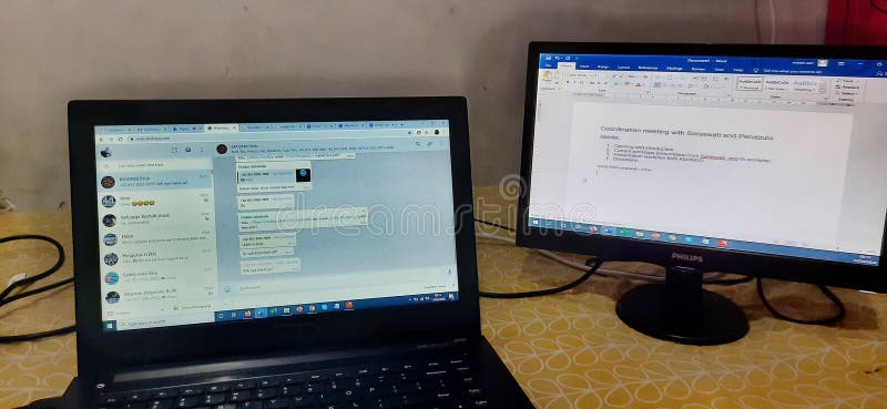 Equipment for Work from Home. Computer, Laptop and Screen Editorial ...