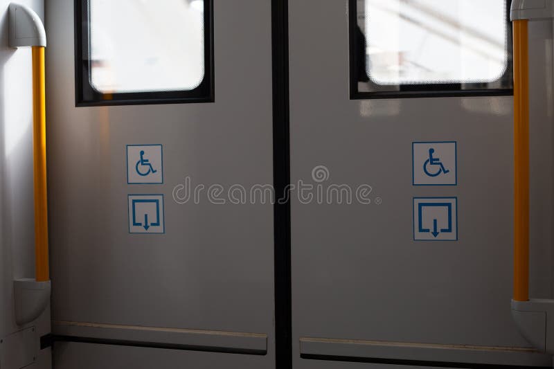Equipped Exit for Disabled People in Public Transport with Sticker ...