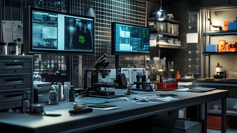 Equipped Laboratory Workspace with Microscopes Generated Ai Stock ...