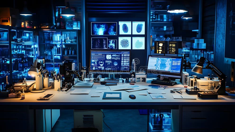 Equipped Laboratory Workspace with Microscopes Generated Ai Stock ...