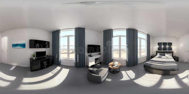 Equirectangular Panorama 360 Degrees Interior of Bedroom Stock ...