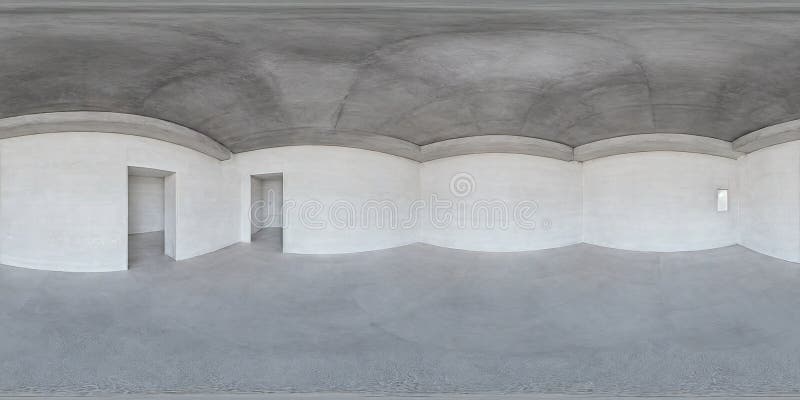 Equirectangular Panorama 360 Degrees in Interior of Concrete White Loft ...