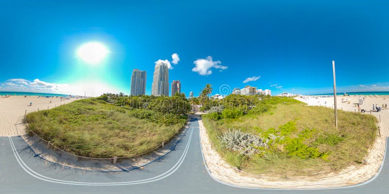 360 Equirectangular Photo Miami Beach VR Editorial Photography - Image ...