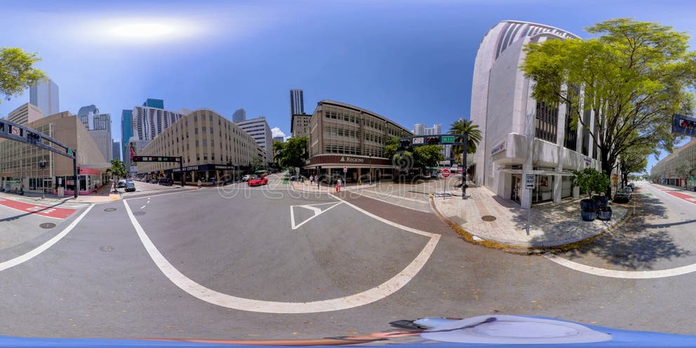 360 Equirectangular Photo Miami Intersection at Downtown Editorial ...