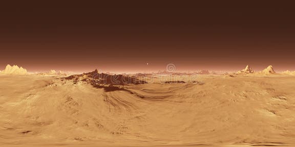 360 Equirectangular Projection of Mars Sunset. Martian Landscape, HDRI ...