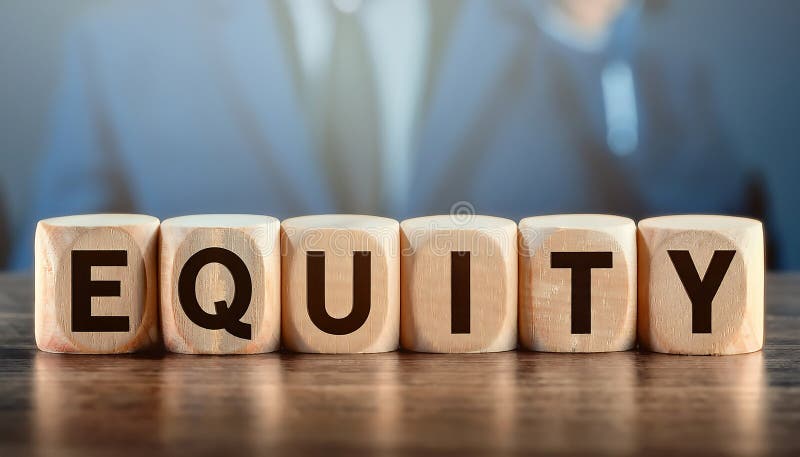 Equity Concept Depicted with Wooden Blocks on a Table Surface. Ai ...