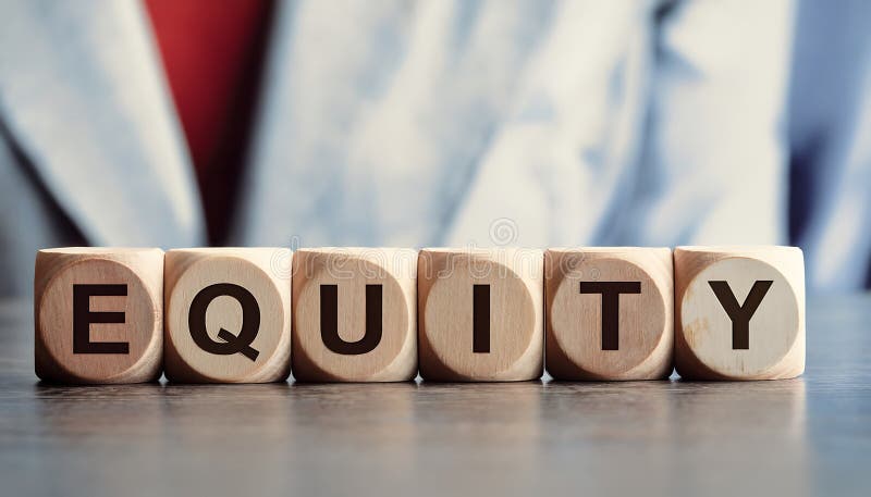 Equity Concept Depicted with Wooden Blocks on a Table Surface. Ai ...