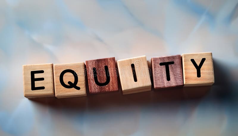 Equity Concept Depicted with Wooden Blocks on a Table Surface. Ai ...
