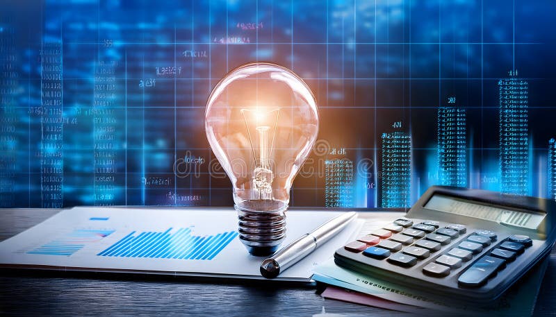 Equity Financial Analysis Ideas on Blue Background Stock Illustration ...