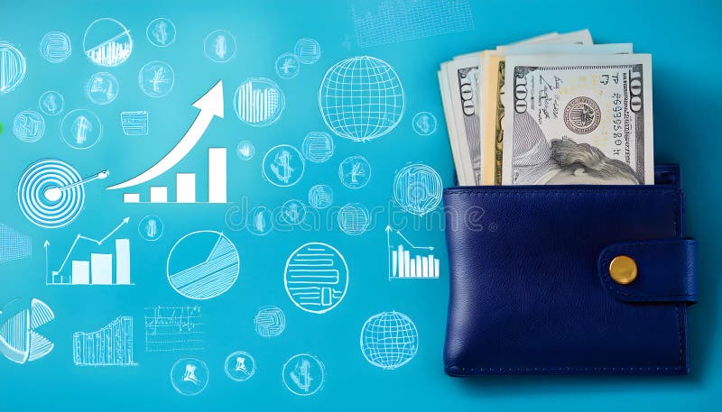 Equity Financial Analysis Ideas on Blue Background Stock Illustration ...