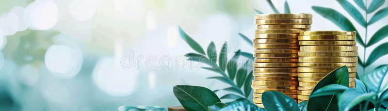 Equity Growth, Stacks of Coins and Stock Graphs, Flat Design ...