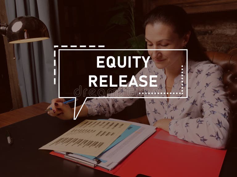 EQUITY RELEASE Inscription on the Screen Stock Photo - Image of design ...