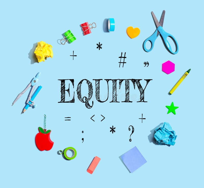 Equity Theme with School Supplies - Flat Lay Stock Image - Image of ...