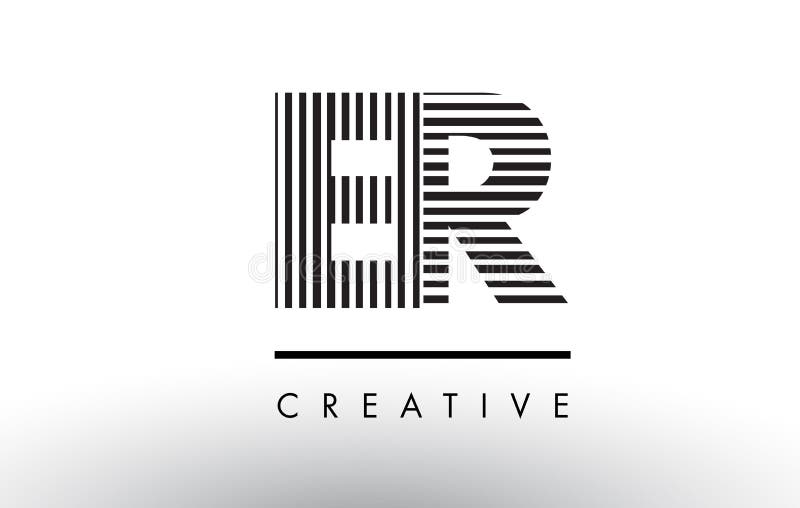 ER E R Black and White Lines Letter Logo Design. Stock Vector ...
