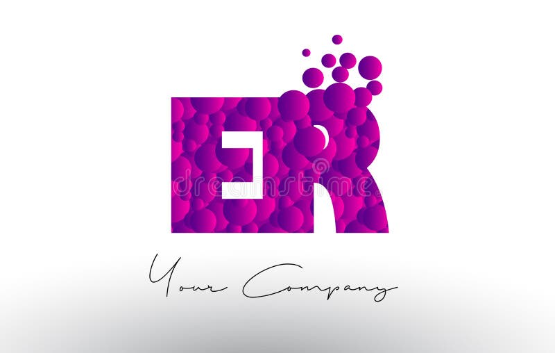 ER E R Dots Letter Logo with Purple Bubbles Texture. Stock Vector ...