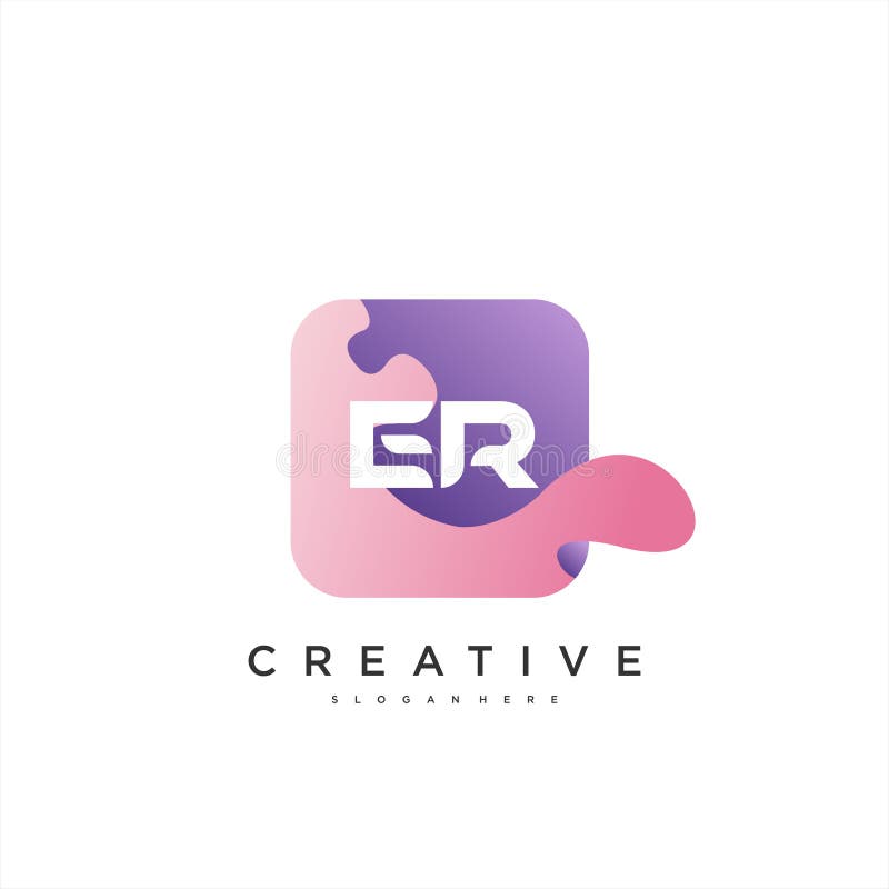 ER Initial Letter Logo Icon Design Template Elements with Wave Colorful ...