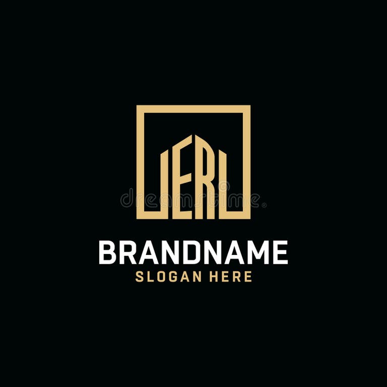 ER Initial Monogram Logo Design with Square Shape Design Ideas Stock ...
