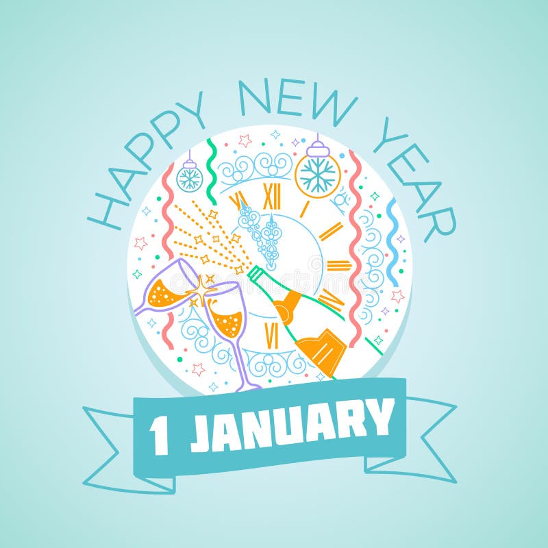 Appartement D'icône De Calendrier Du 1er Janvier, Jour De L'an ...