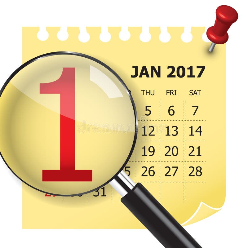 1er Janvier Calendrier Avec Le Magnifer Illustration de Vecteur ...