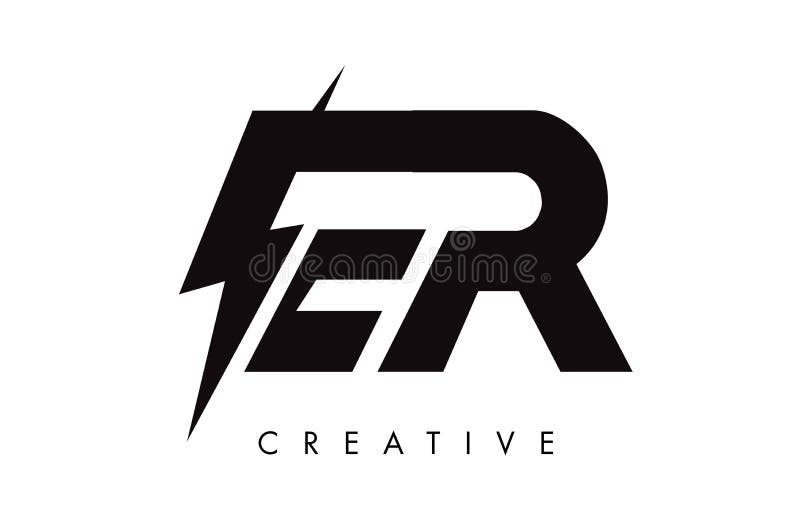 ER Letter Logo Design with Lighting Thunder Bolt. Electric Bolt Letter ...