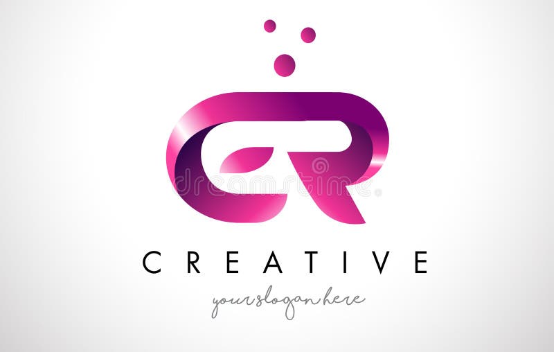 ER Letter Logo Design with Purple Colors and Dots Stock Vector ...