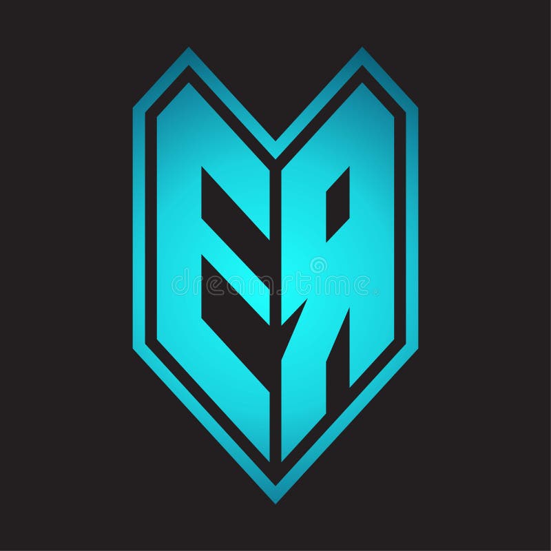 ER Logo Monogram with Emblem Line Style Isolated on Blue Gradient ...