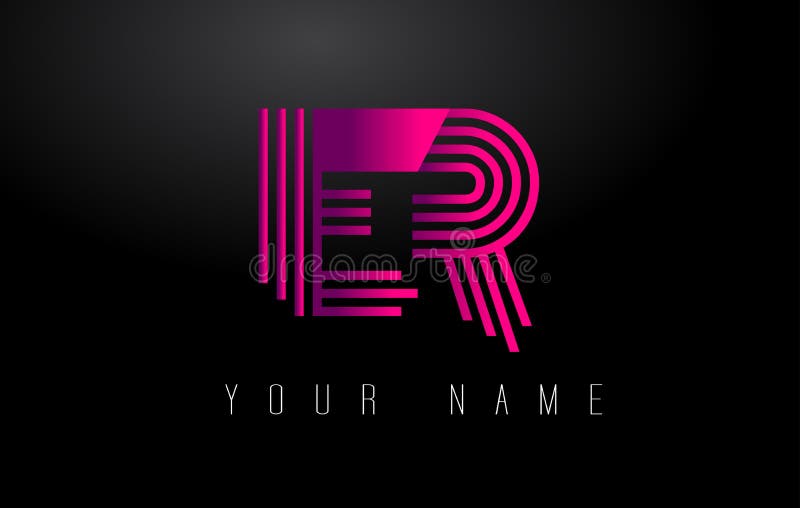 ER Magenta Lines Letter Logo. Creative Line Letters Vector Template ...