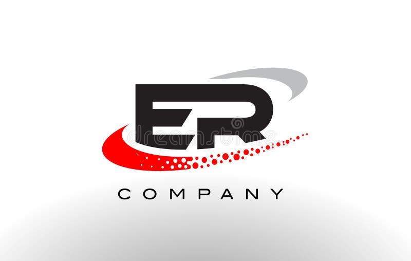 ER Modern Letter Logo Design with Red Dotted Swoosh Stock Vector ...