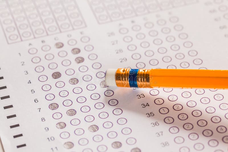 Erase Wrong Answer on Exam Carbon Paper Computer Sheet and Pencil Stock ...