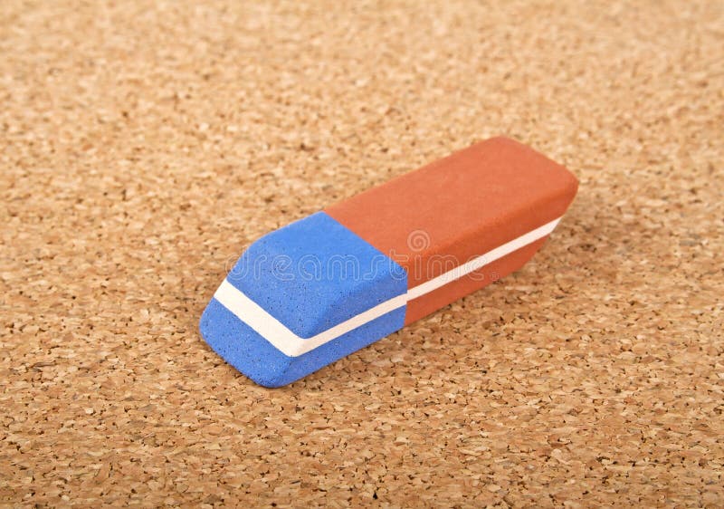 Eraser on cork board stock image. Image of supplies - 174779713