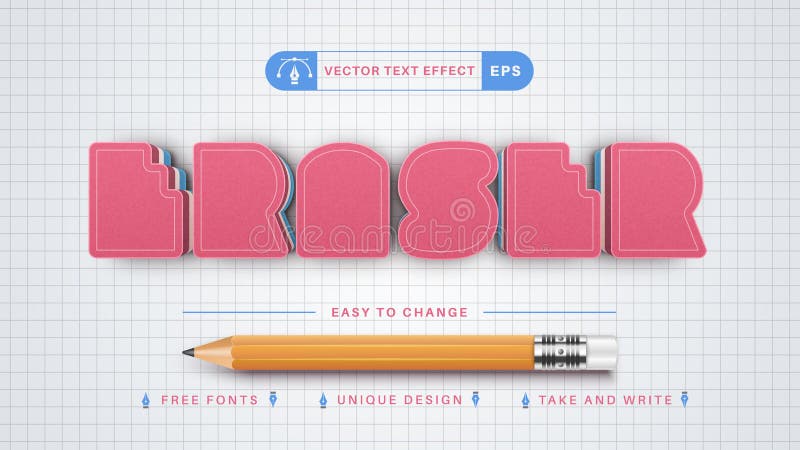Eraser - Editable Text Effect, Font Style Stock Vector - Illustration ...